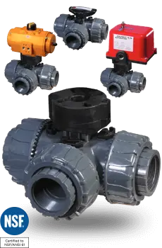 Actuated 3-way PVC Ball Valves | L-port and T-port
